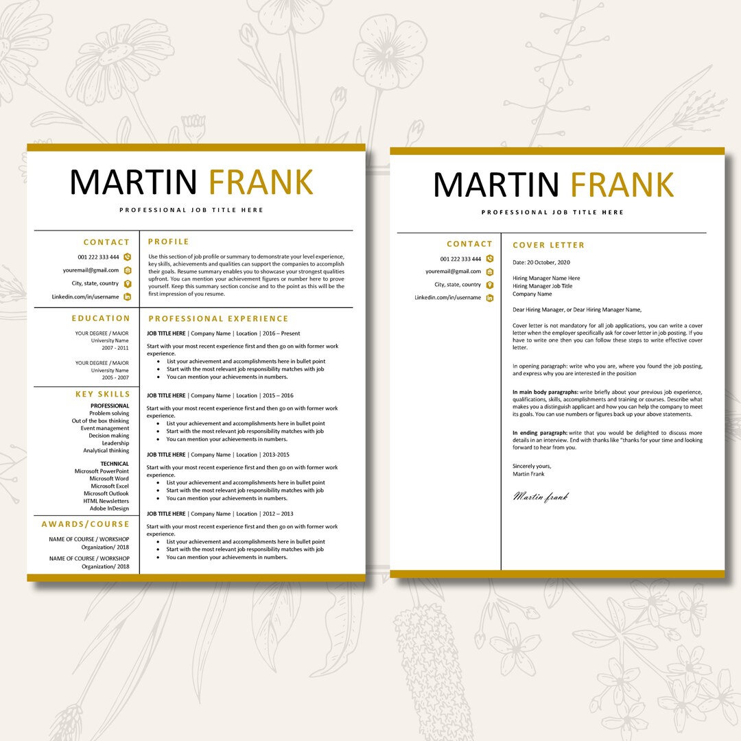 Editable Modern Resume Template Professional CV for Job Seekers Instant ...