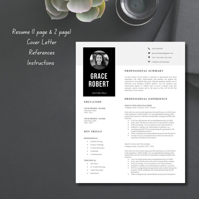 Editable Modern Resume Template Professional CV for Job Seekers Instant ...