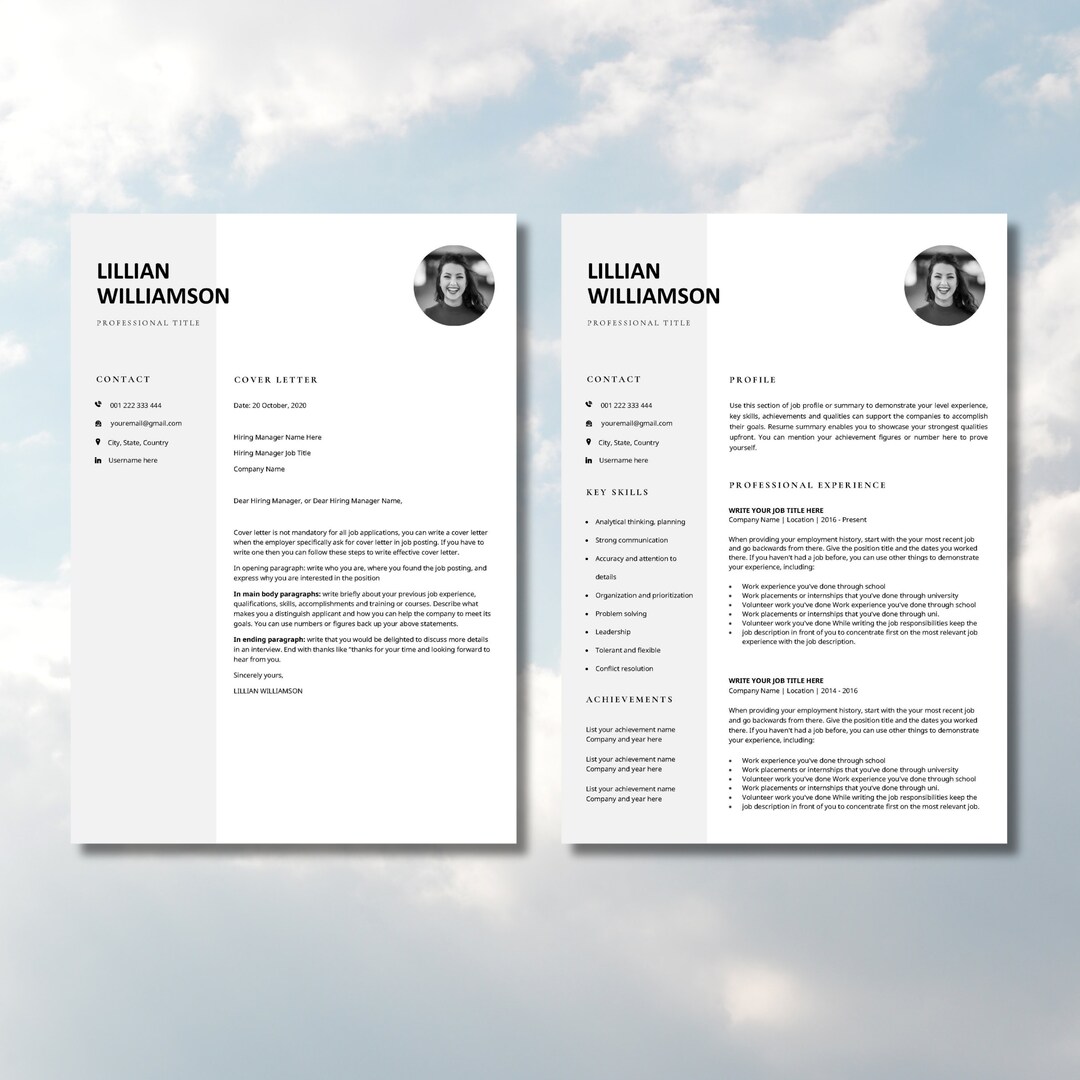 Clean Modern Resume Template 4 Page CV Template Cover Letter References ...