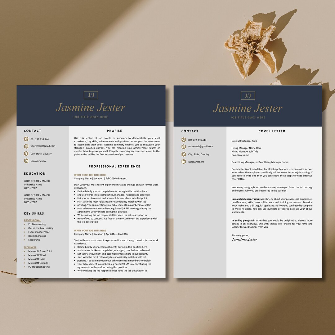 Editable Modern Resume Template Professional CV for Job Seekers Instant ...