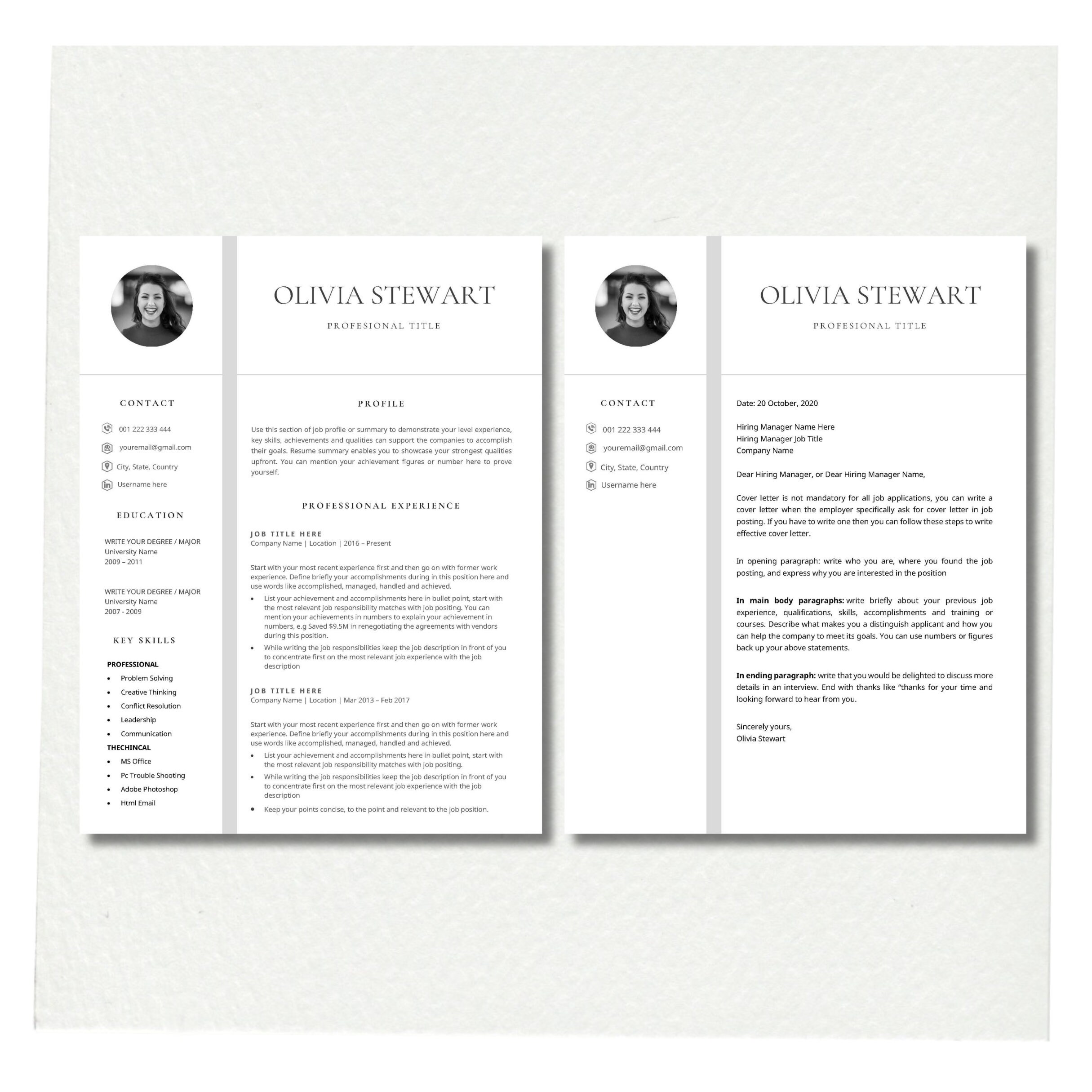 Editable Modern Resume Template Professional CV for Job Seekers Instant ...