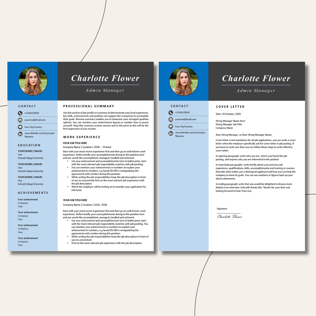 Editable Modern Resume Template Professional CV for Job Seekers Instant ...