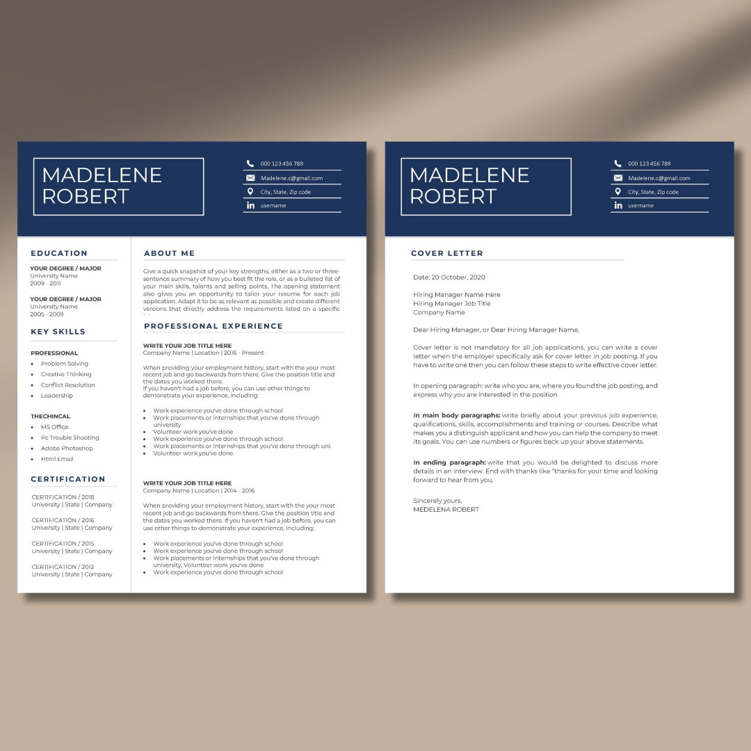 Editable Modern Resume Template Professional CV for Job Seekers Instant ...