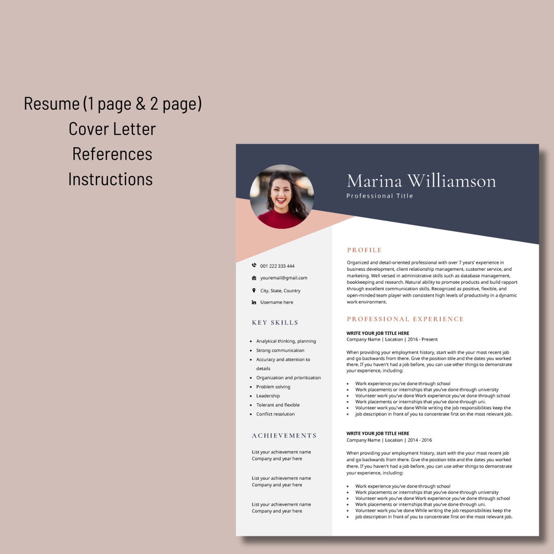 Editable Modern Resume Template Professional CV for Job Seekers Instant ...