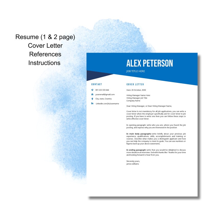 Clean Modern Resume Template 4 Page CV Template Cover Letter References ...