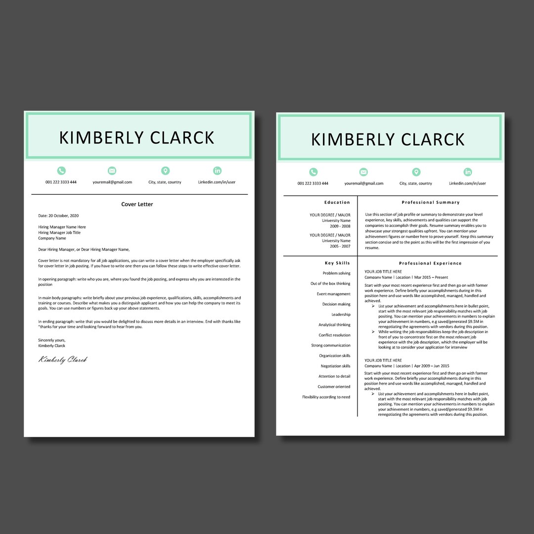 Editable Modern Resume Template Professional CV for Job Seekers Instant ...