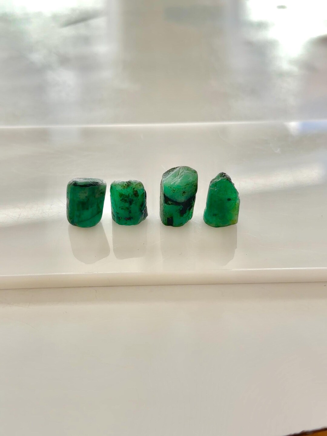 4 PCS Long Emerald Crystal | Emerald Pencil | 100% Natural | Vibrant ...