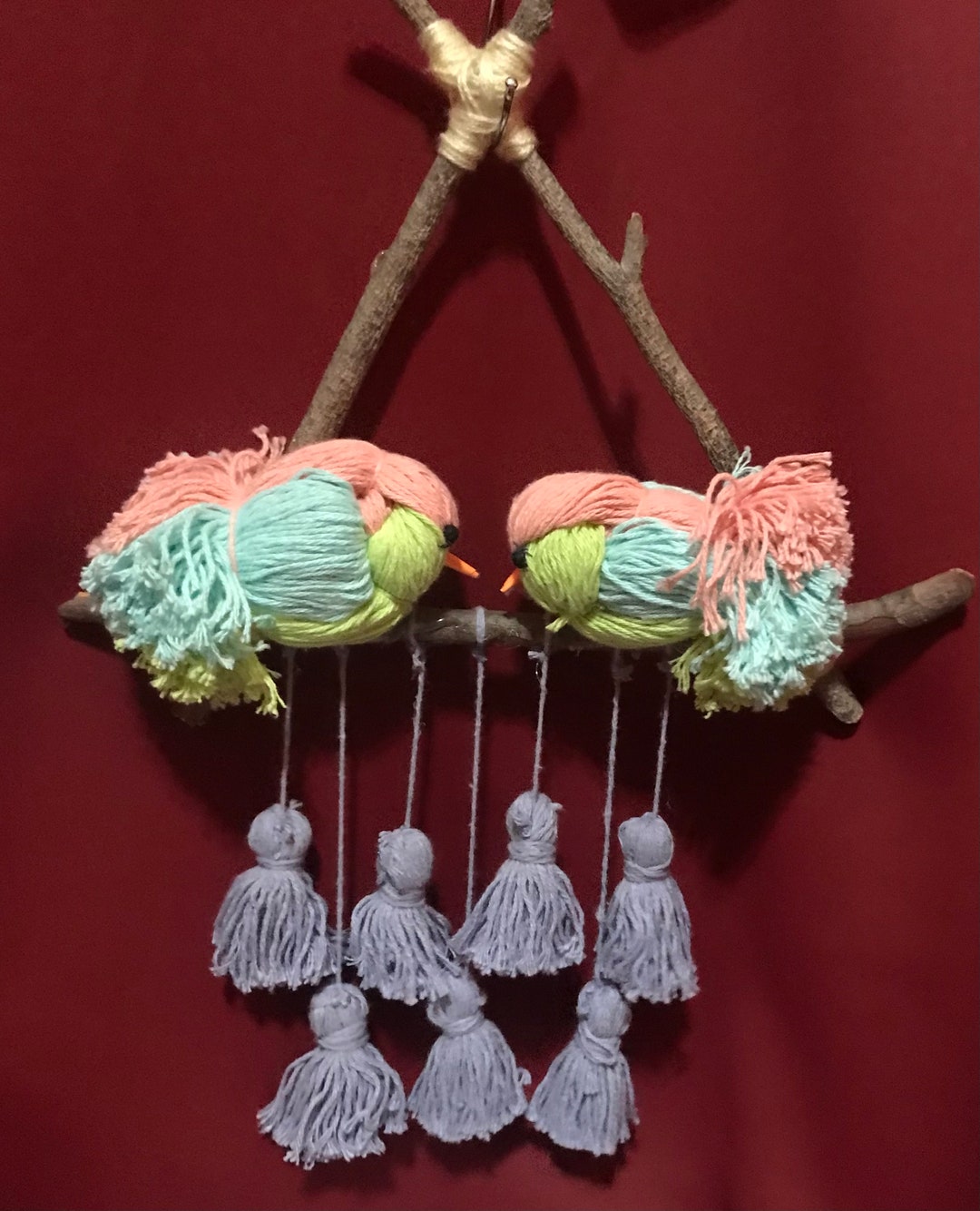 Love Bird Decor, Fat Birds, Colorful, Made With Yarn - Etsy