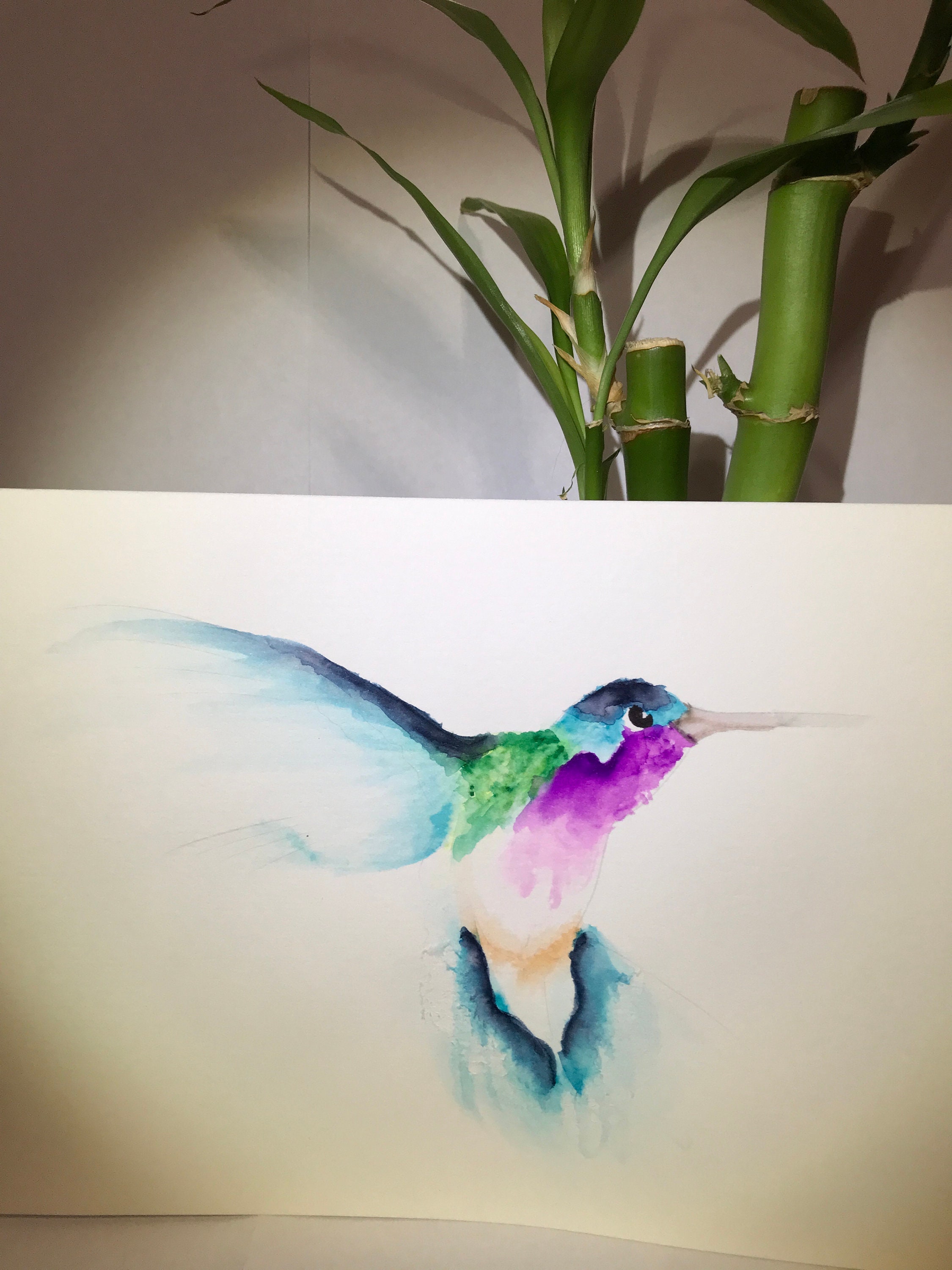 Hummingbird Watercolor Painting, Colorful - Etsy