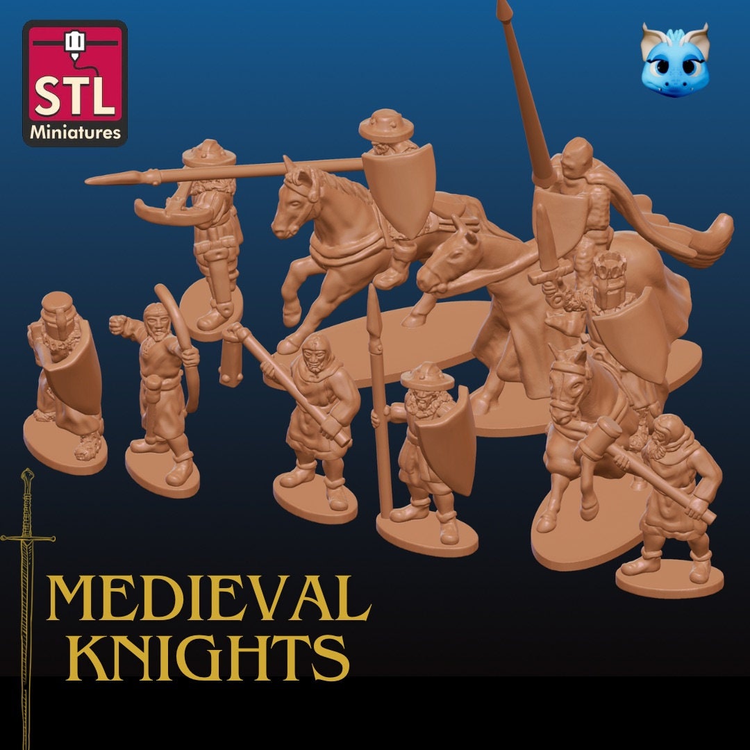 STL Printable 3D Medieval Knights Set - Perfect for RPG & Fantasy Games ...