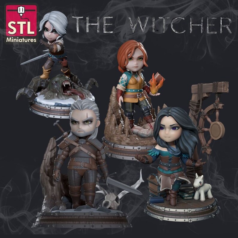 Chibi STL Files the Witcher Ciri, Geralt, Triss, and Yennefer Are ...