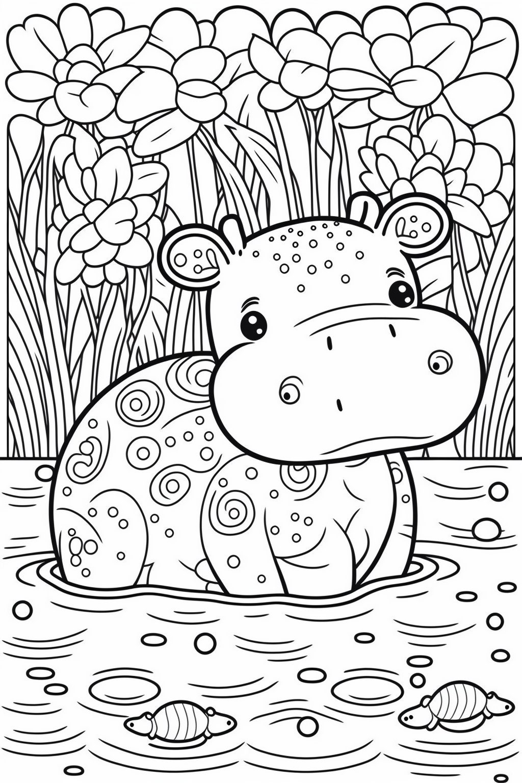 Coloring Pages Of Cute Hippos