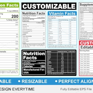 Editable Nutrition Facts Template Design, Customize Nutrition Label ...