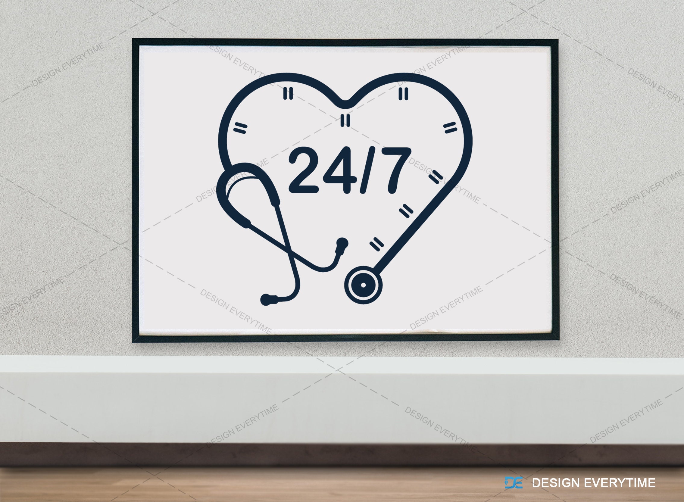 Heart Shape Stethoscope Clock SVG Bundle, Stethoscope Clock Bundle ...