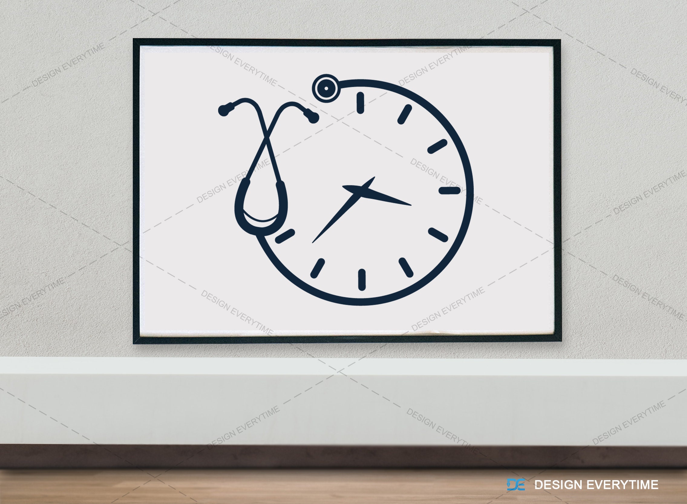 Heart Shape Stethoscope Clock SVG Bundle, Stethoscope Clock Bundle ...