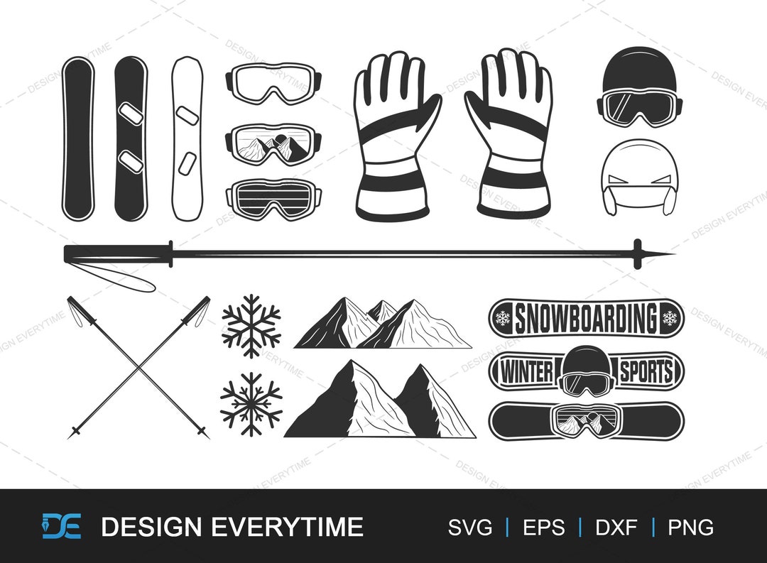 Snowboarding Bundle SVG Winter Sports Clipart Pack DIY Crafting ...