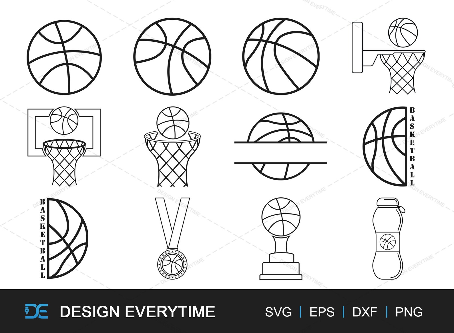 Basketball Line Art SVG Bundle, Basketball SVG Vector SVG, Sports Line ...