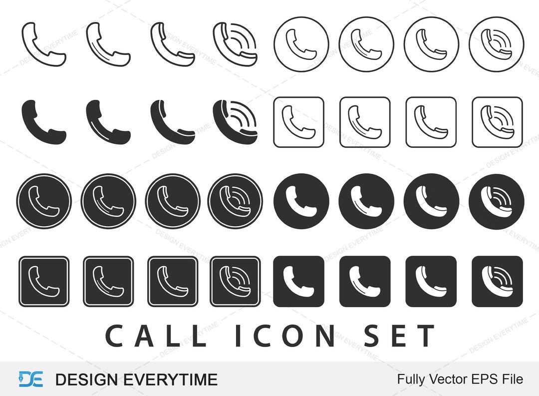 Call Icon Set, Cell Phone Icon, Vector Telephone, Cell Phone Symbol ...