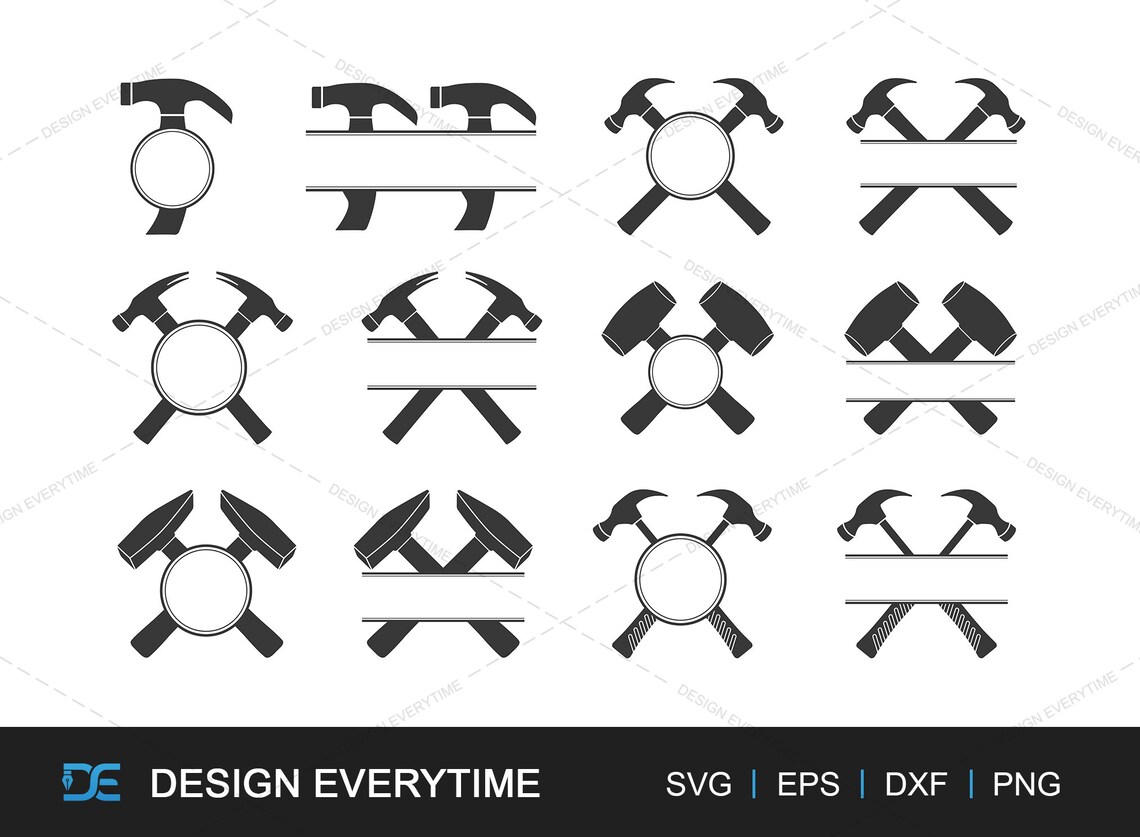 Hammer Clipart SVG Bundle, Hammer Illustration Bundle, Carpenter Vector ...