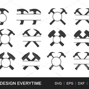 Hammer Clipart SVG Bundle, Hammer Illustration Bundle, Carpenter Vector ...