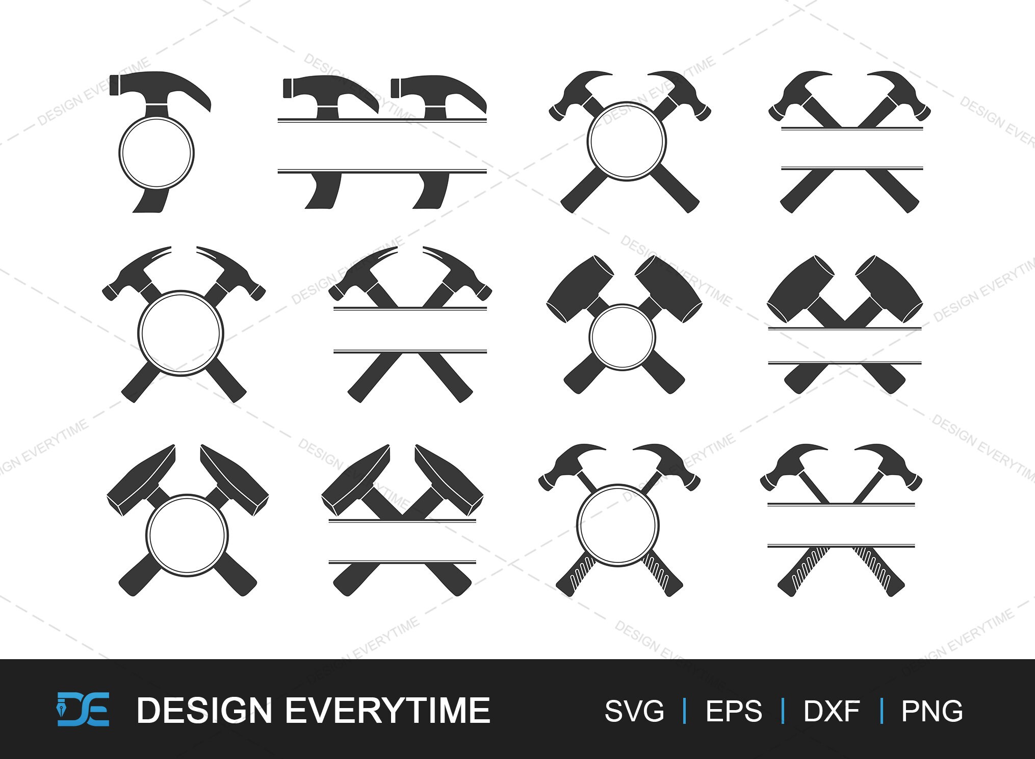 Hammer Clipart SVG Bundle, Hammer Illustration Bundle, Carpenter Vector ...