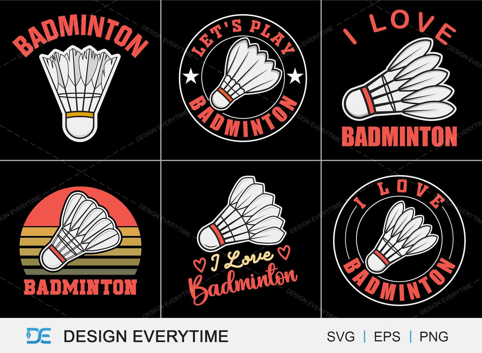 Badminton Typography Bundle, Badminton T Shirt Bundle, Badminton Vector ...