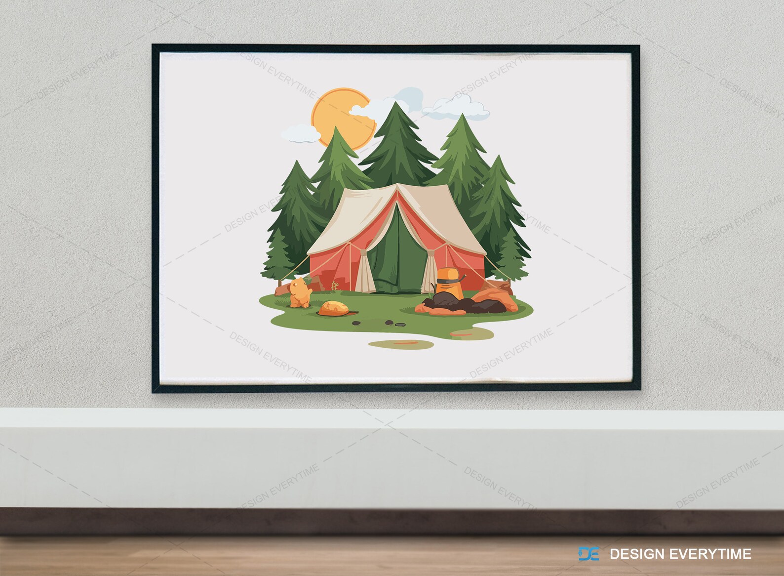Camping Clipart Vector SVG Design, Outdoor Adventure Graphics, Camping ...