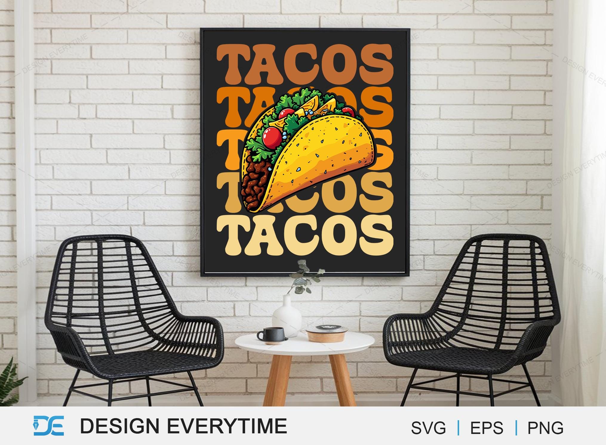 Tacos Typography Design Bundle for Food Lover, Food Typography Design ...