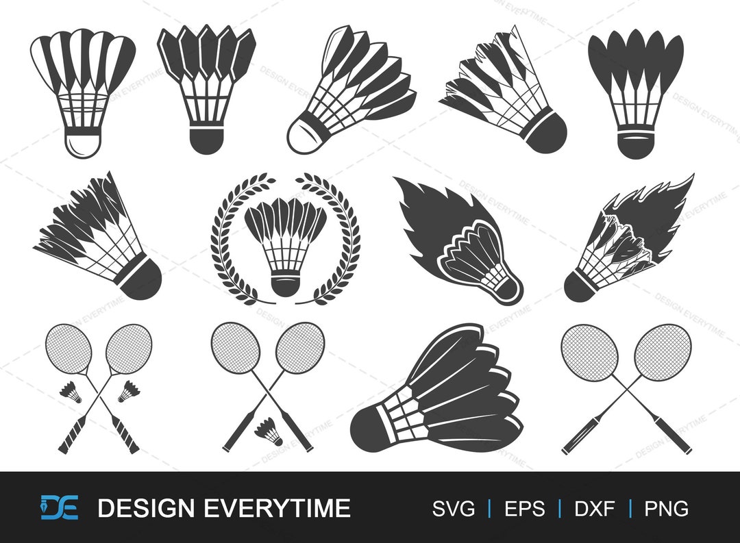 Badminton Vector Bundle SVG, Racket Silhouette, Badminton Illustration ...