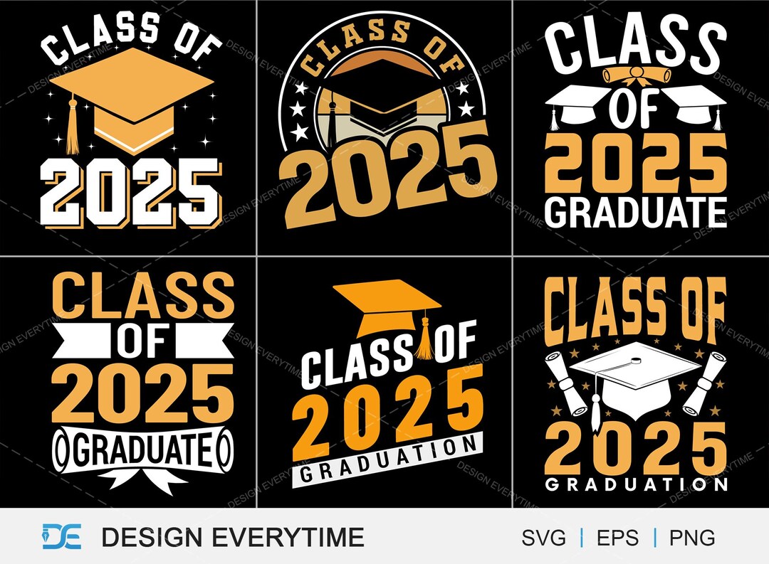 Class of 2025 Graduation Typography SVG Bundle, Educational Typography ...