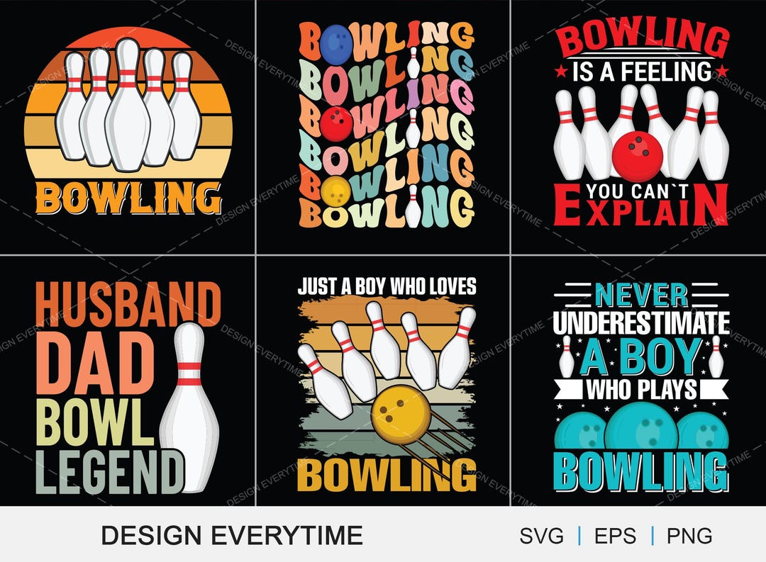 Bowling Typography SVG Design Bundle, Bowling Typography Design, Sports ...