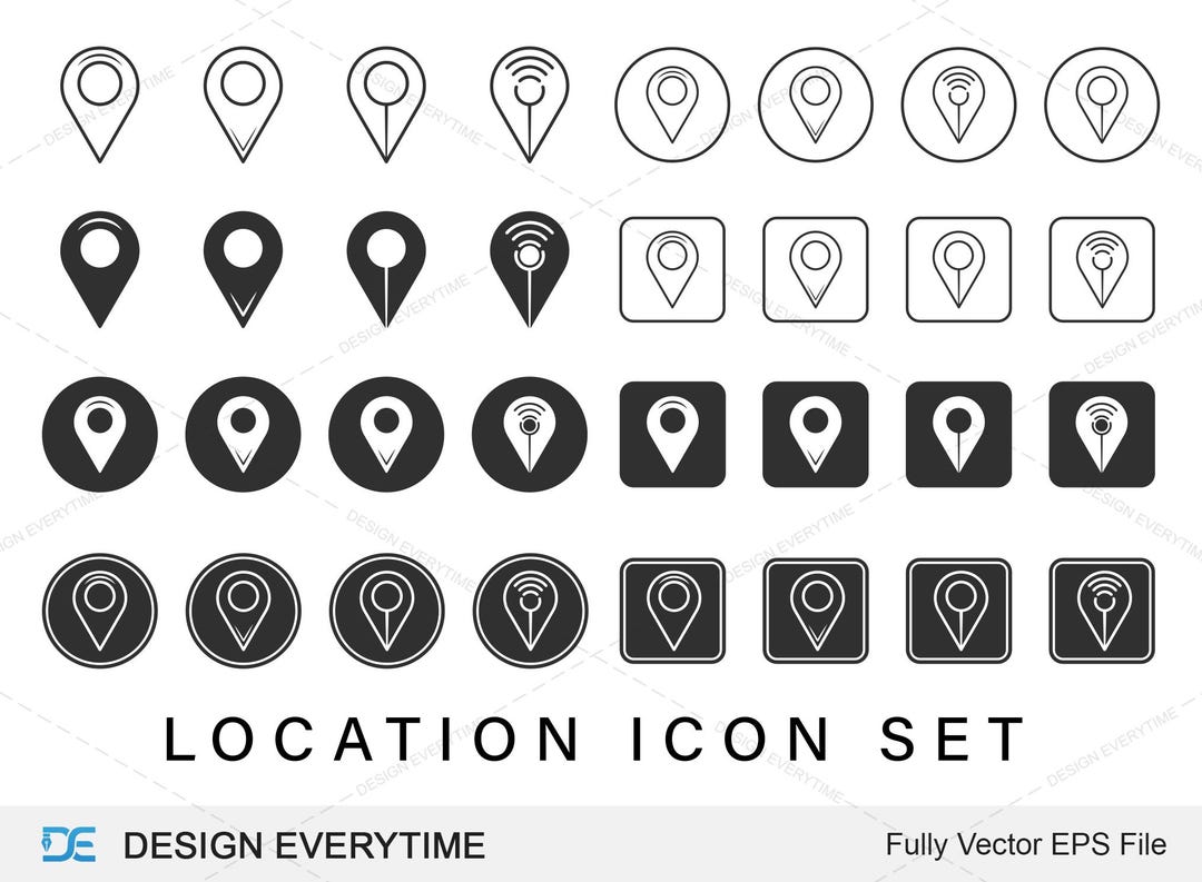 Location Icon Set, Location Icon, Pointer Icon, Map Location Icon ...