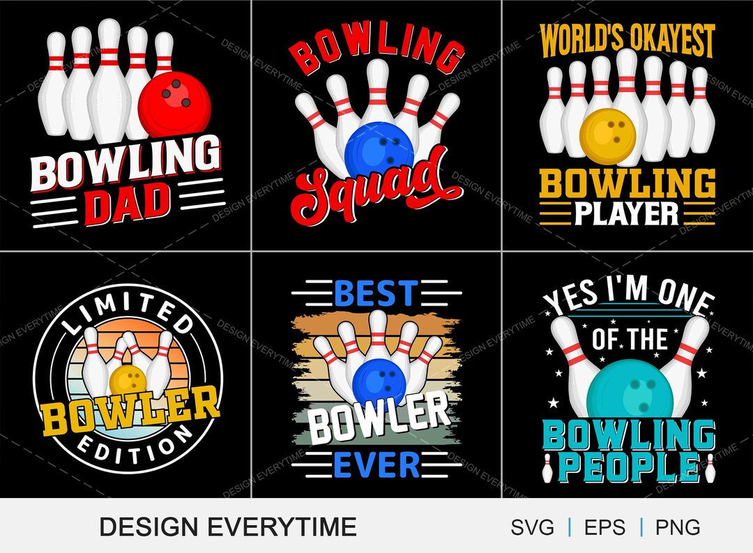 Bowling Typography SVG Design Bundle, Bowling Typography Design, Sports ...