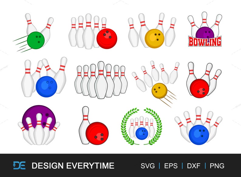 Bowling Clipart SVG Bundle, Bowling Vector Bundle, Bowling Illustration ...