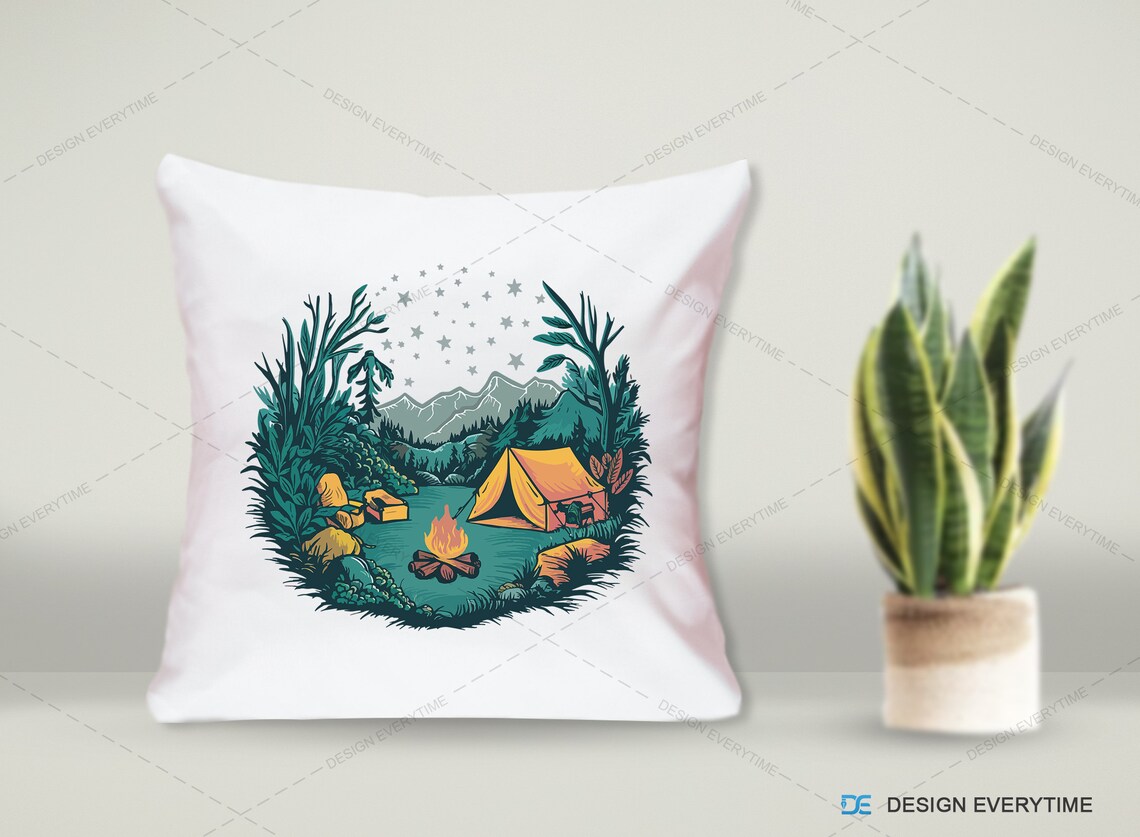 Camping Clipart Vector SVG Design, Outdoor Adventure Graphics, Camping ...