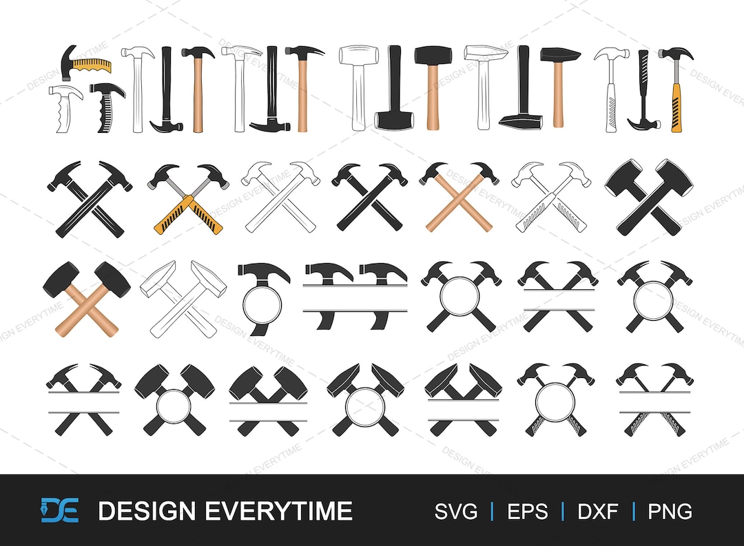 Hammer Clipart SVG Bundle, Hammer Illustration Bundle, Carpenter Vector SVG, Mechanic Clipart ...