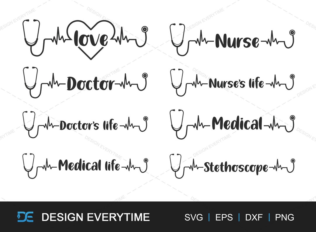 Stethoscope Life Line Bundle, Medical Tools Bundle, Doctor, Nurse ...
