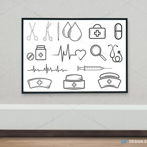 Medical Tools Bundle, Medical Equipment Bundle, Nurse Hat Vector, Blood ...