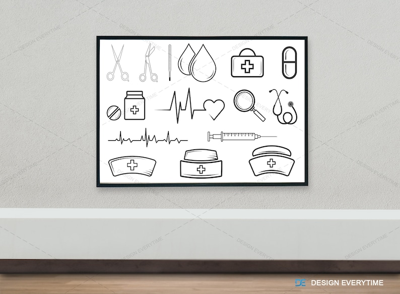 Medical Tools Bundle, Medical Equipment Bundle, Nurse Hat Vector, Blood ...