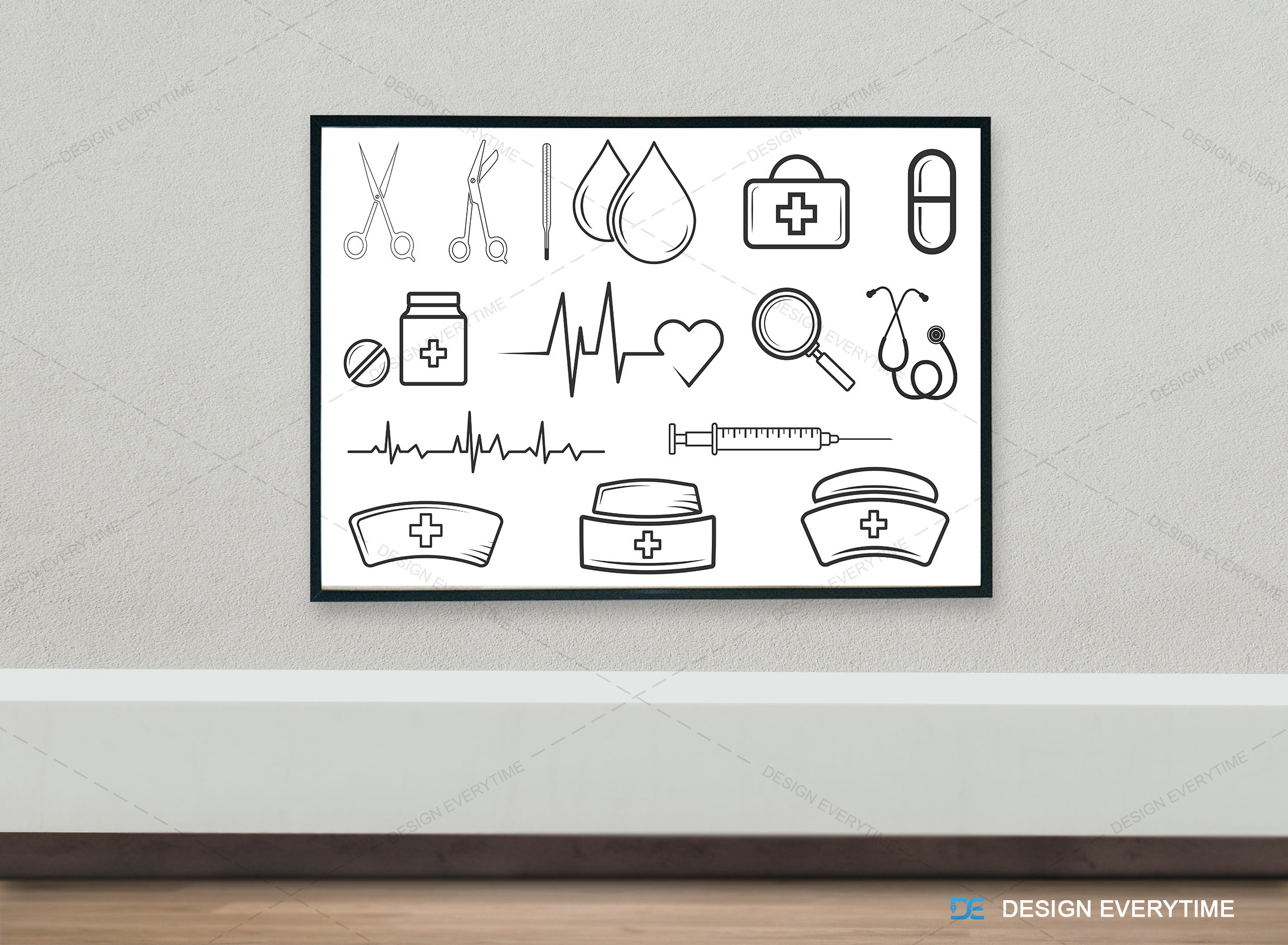 Medical Tools Bundle, Medical Equipment Bundle, Nurse Hat Vector, Blood ...