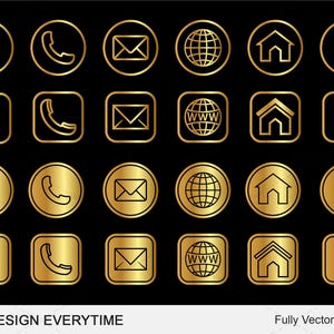 Golden Contact Icon, Contact Icons, Customer Care Icon, Icon of Contact ...