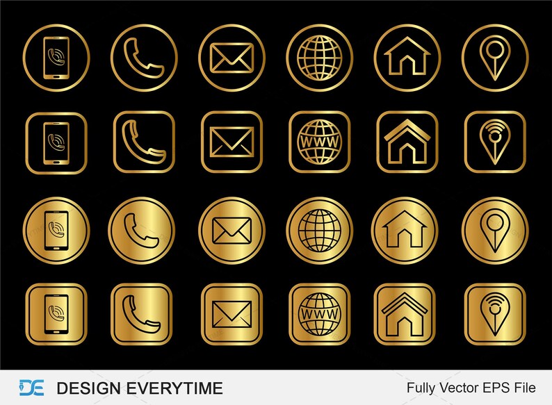 Golden Contact Icon, Contact Icons, Customer Care Icon, Icon of Contact ...