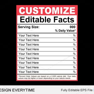 Editable Nutrition Facts Template Design, Customize Nutrition Label ...