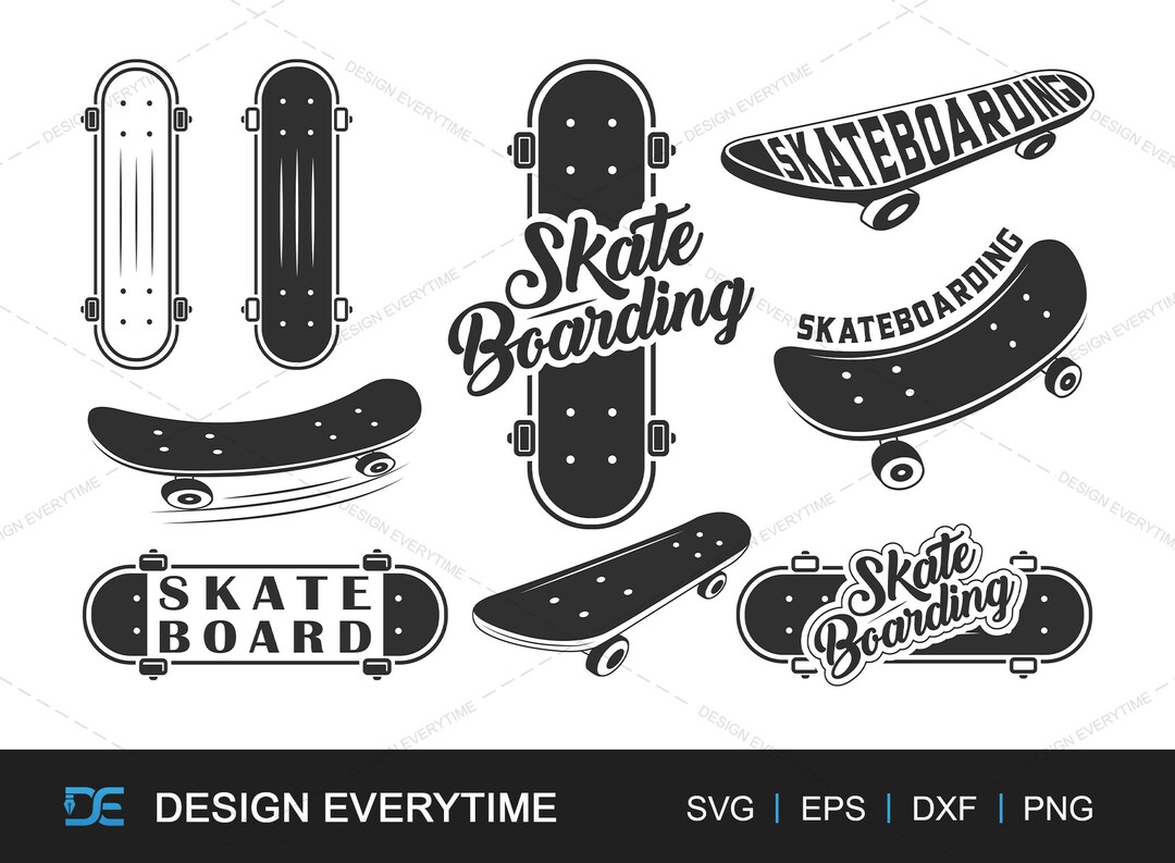 Premium Skateboard Vector SVG Bundle, Skateboarding Typography ...