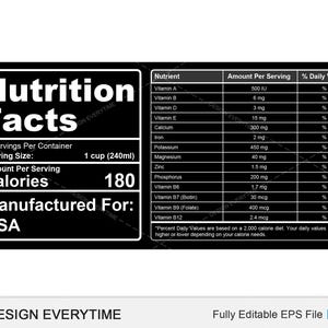 Editable Nutrition Facts Template Design, Customize Nutrition Label ...