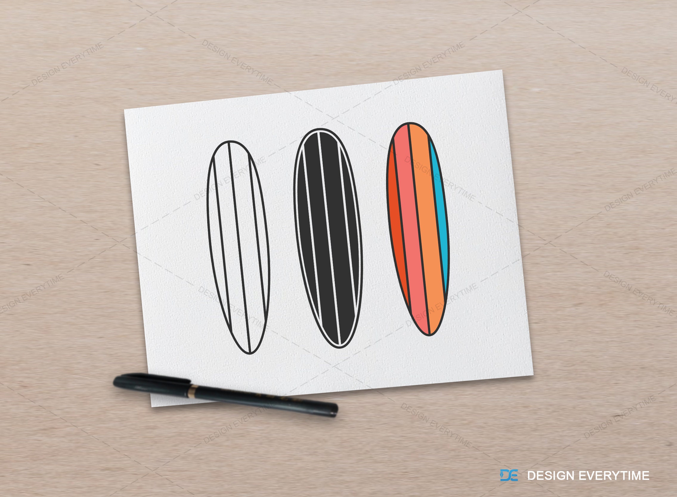 Surfboard SVG and Clip Art Bundle Beach Vibes for Your Creative ...
