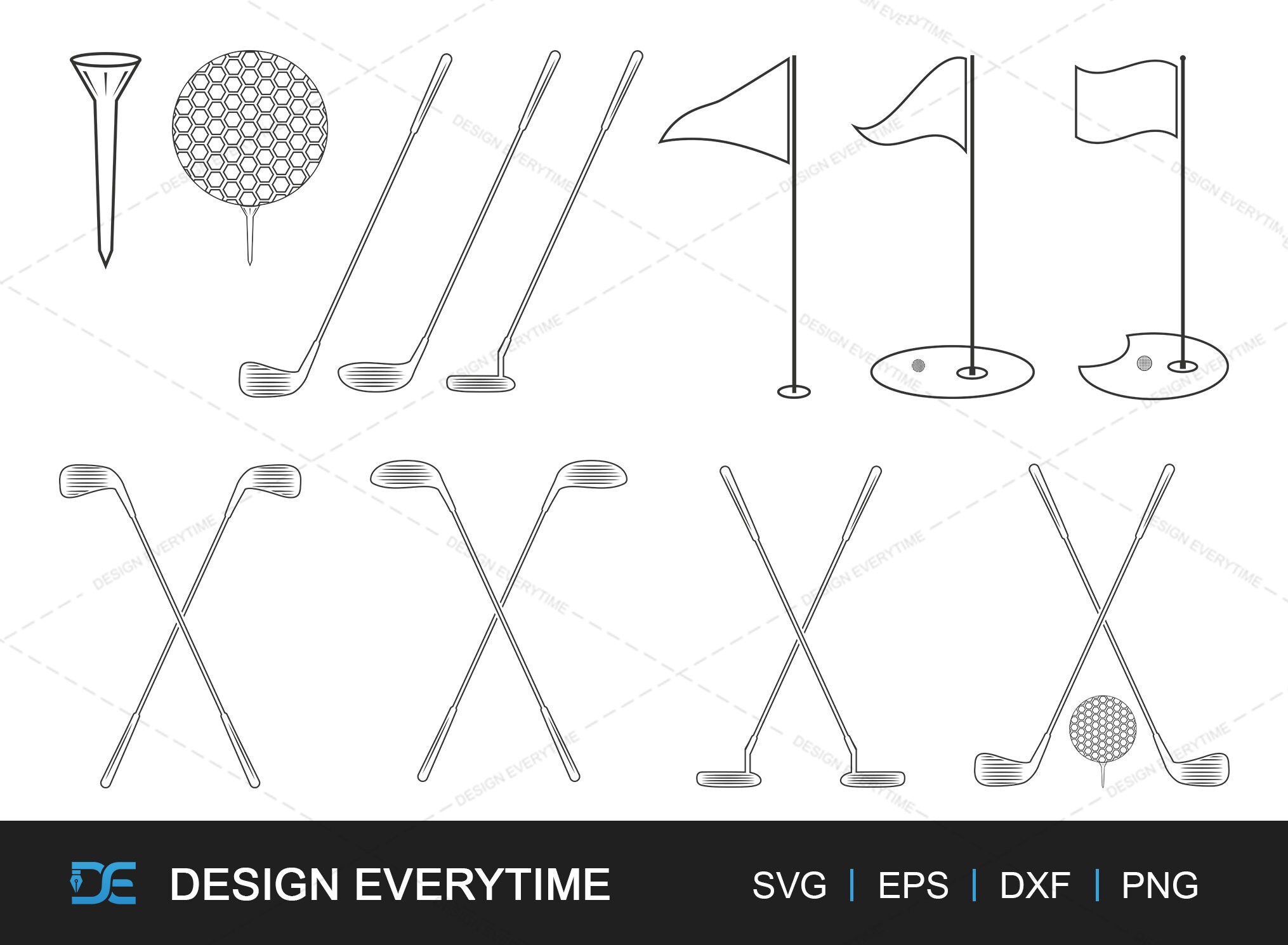 Golf Line Art SVG Bundle, Golf Vector Bundle, Sports Line Art SVG, Golf ...
