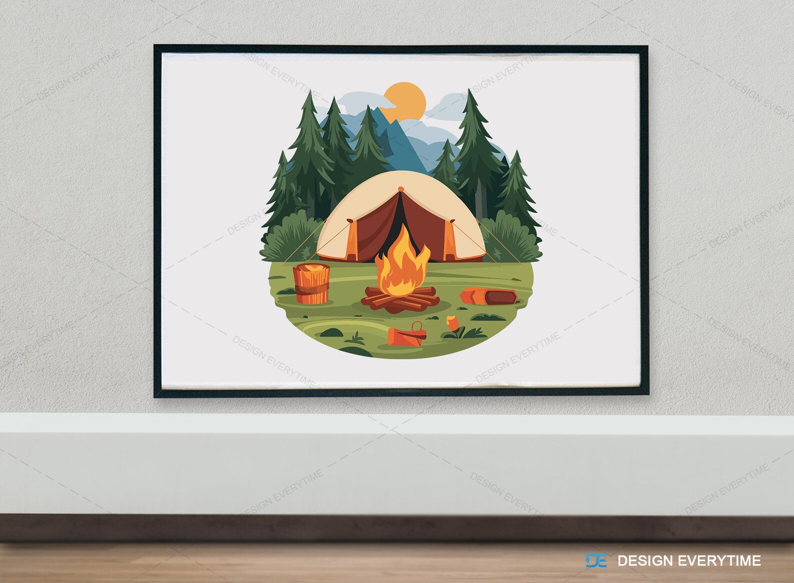 Camping Clipart Vector SVG Design, Outdoor Adventure Graphics, Camping ...