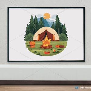 Camping Clipart Vector SVG Design, Outdoor Adventure Graphics, Camping ...