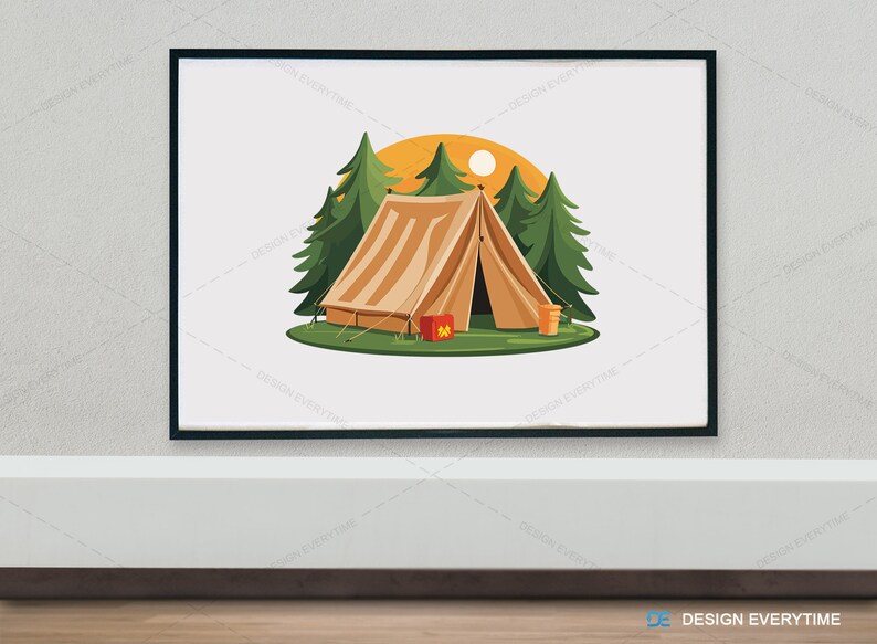 Camping Clipart Vector SVG Design, Outdoor Adventure Graphics, Camping ...